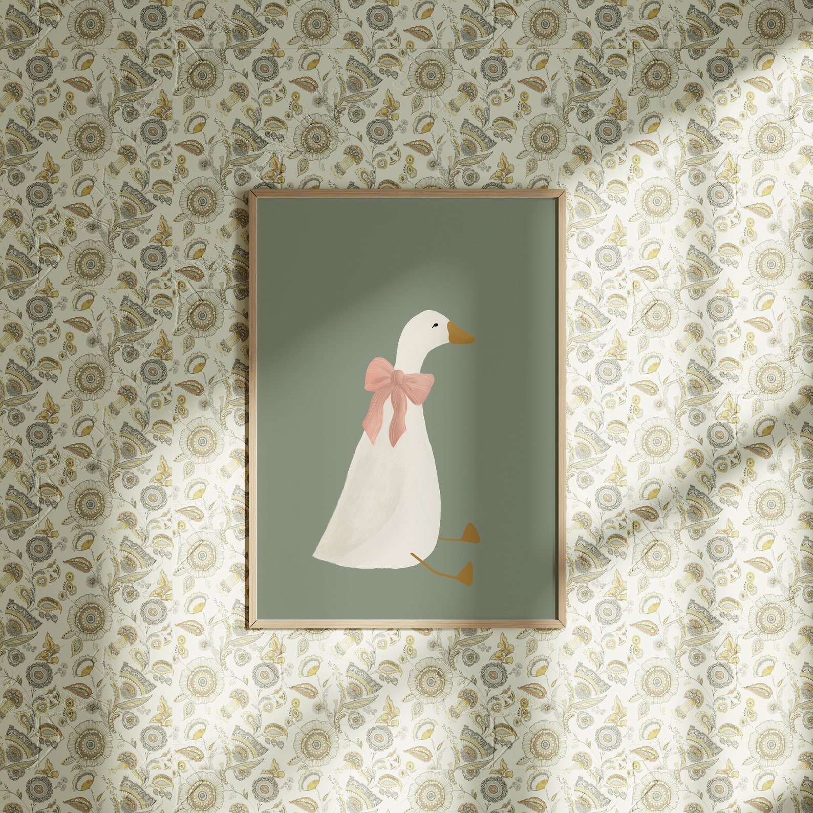 Silly Goose Wall Art Cute Goose Poster Sage Green Nursery Decor Farm ...