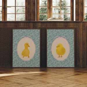 Baby Animal Wall Art Farm Nursery Wall Art Vintage Floral Nursery Decor ...