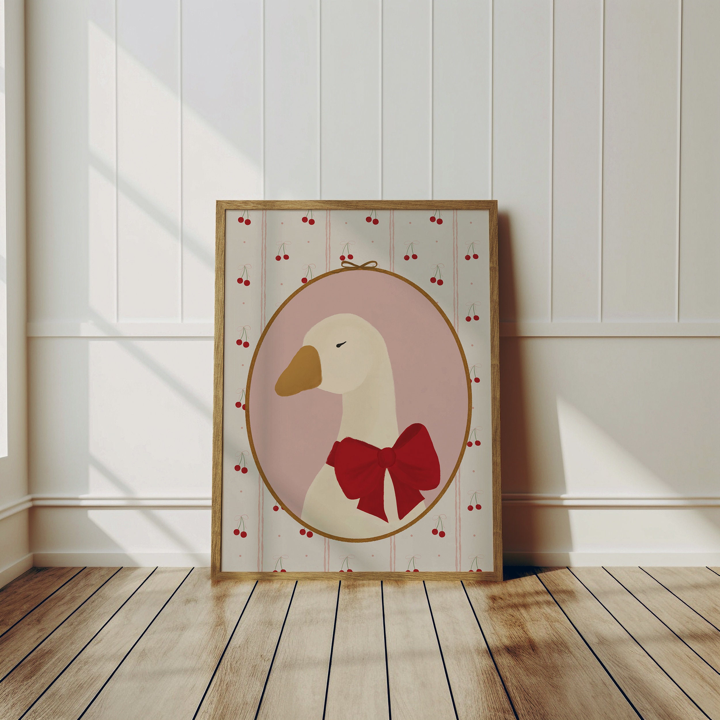 Vintage Goose Print, Grandmillenial Art, Coquette Art, Girl Goose ...