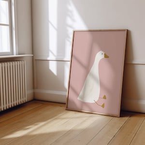 Silly Goose Wall Art, Cute Goose Poster, Light Pink Nursery Decor, Farm ...