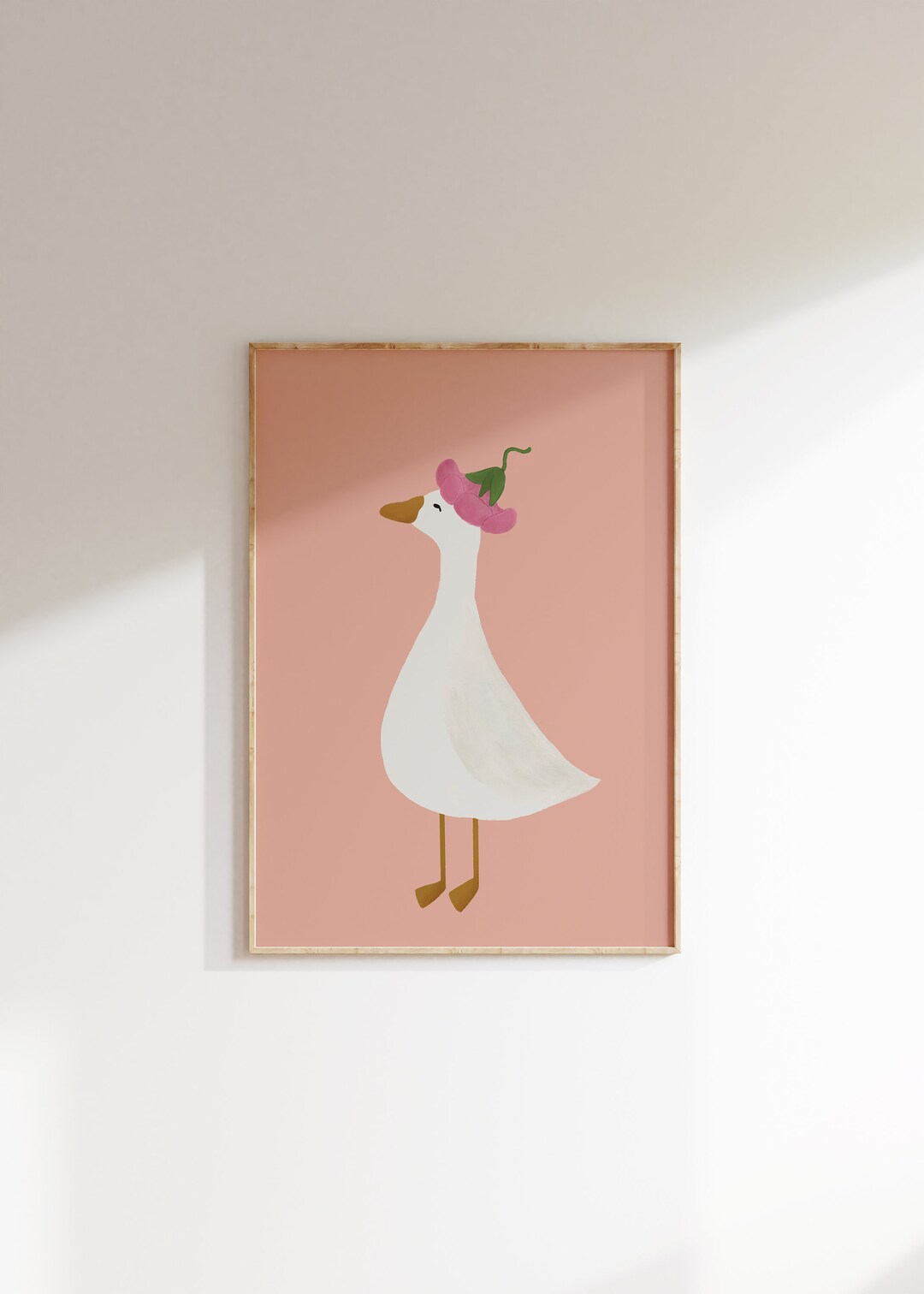 Silly Goose Wall Art Cute Goose Poster Pink Girl Nursery Decor Goose ...