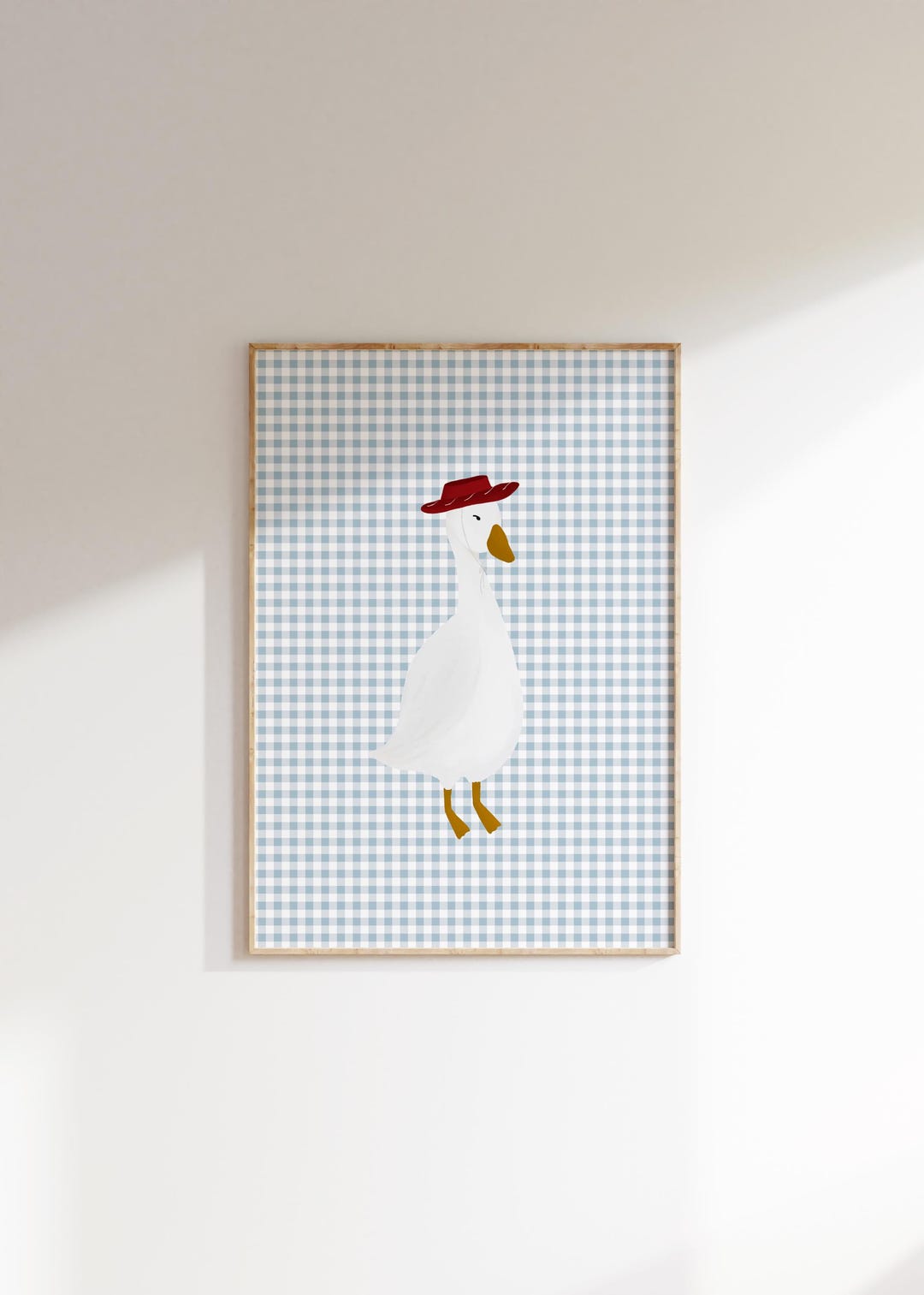Goose Wall Art Blue Gingham Goose Poster Cowboy Nursery Print Farm ...