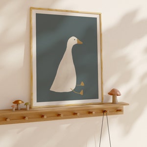 Silly Goose Wall Art, Cute Goose Poster, Dark Blue Boy Nursery Decor ...
