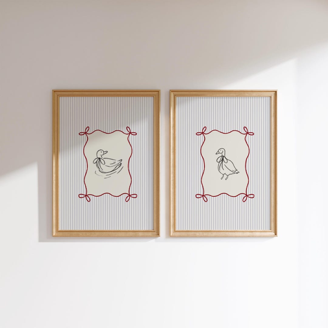 Vintage Duck Printable Coquette Room Decor Cottagecore Nursery Farm ...