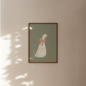 Silly Goose Wall Art Cute Goose Poster Sage Green Nursery Decor Farm ...