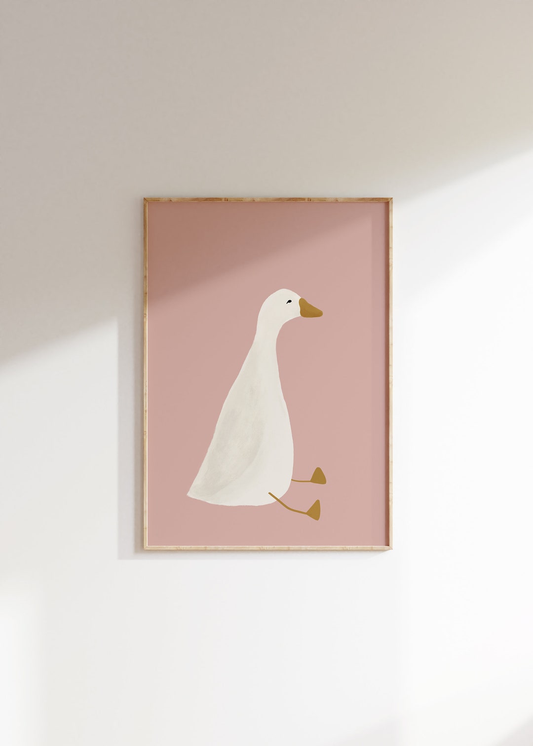 Silly Goose Wall Art, Cute Goose Poster, Light Pink Nursery Decor, Farm ...
