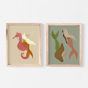 Girls Room Mermaid Wall Art Boho Mermaid Nursery Decor Whimsical Girls ...