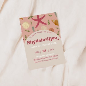 Shellabration Birthday Invitation Template, Seashell Invite, Mermaid Birthday Invite ...