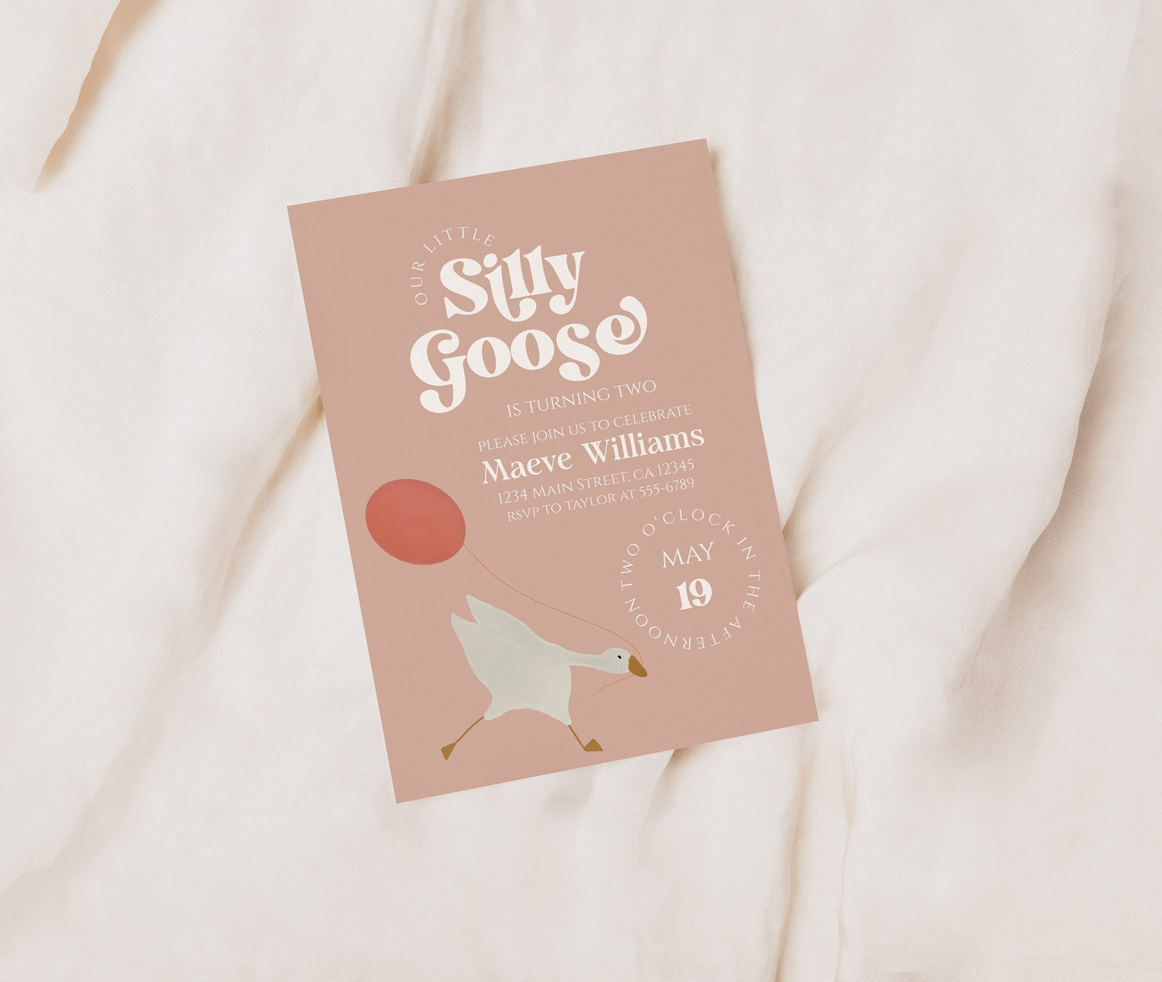 Silly Goose Birthday Invitation, Girl Goose Birthday Invite, Mother ...