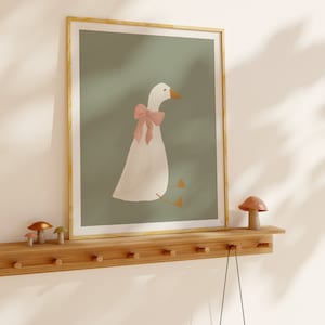 Silly Goose Wall Art Cute Goose Poster Sage Green Nursery Decor Farm ...