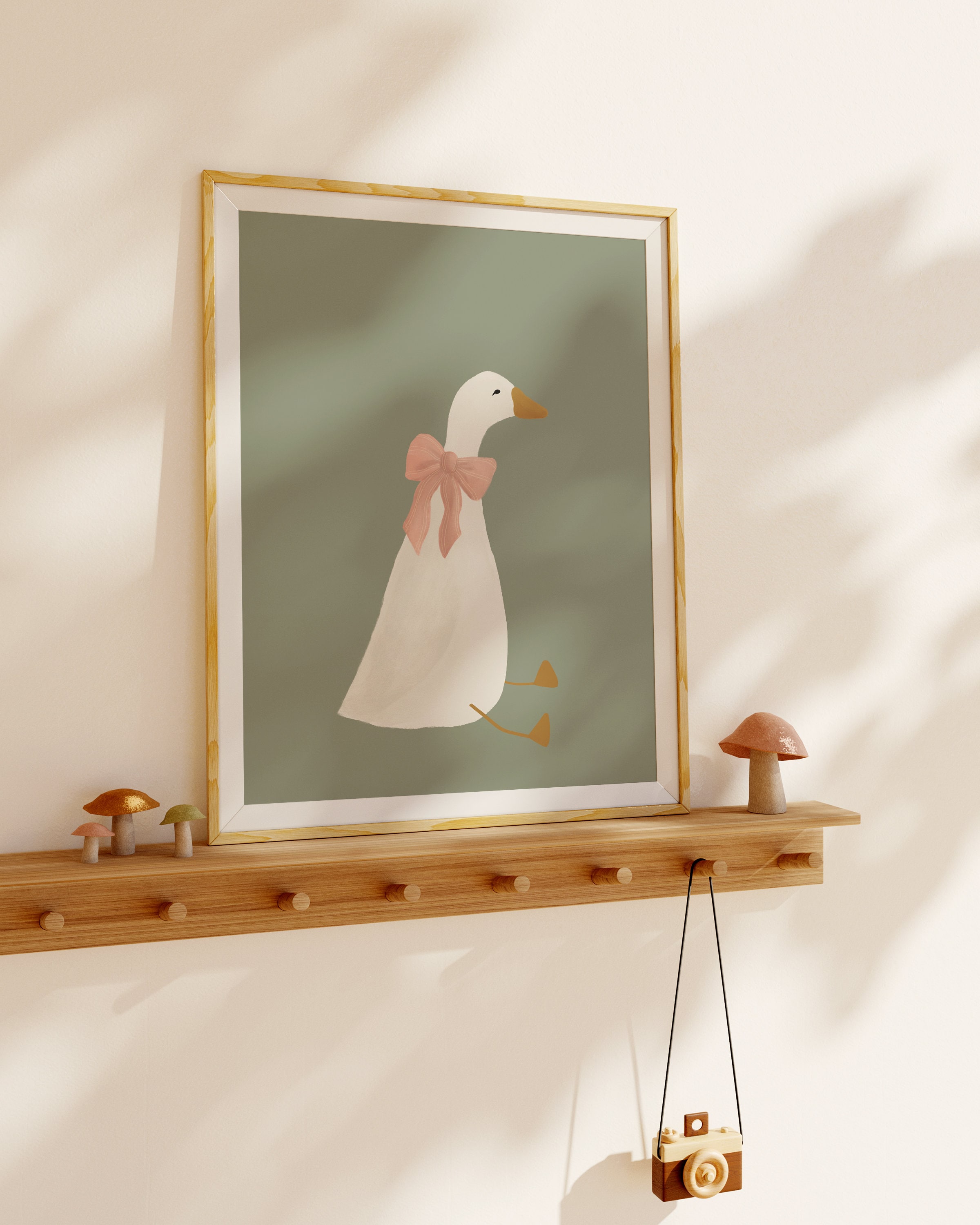 Silly Goose Wall Art Cute Goose Poster Sage Green Nursery Decor Farm ...