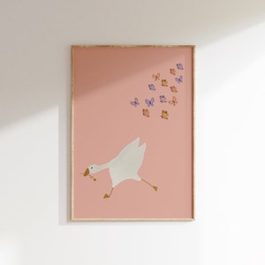 Silly Goose Wall Art, Cute Goose Poster, Girl Nursery Decor, Farm ...