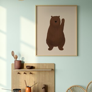Beige Nursery Bear Wall Art Cute Bear Printable Neutral Bear Poster ...