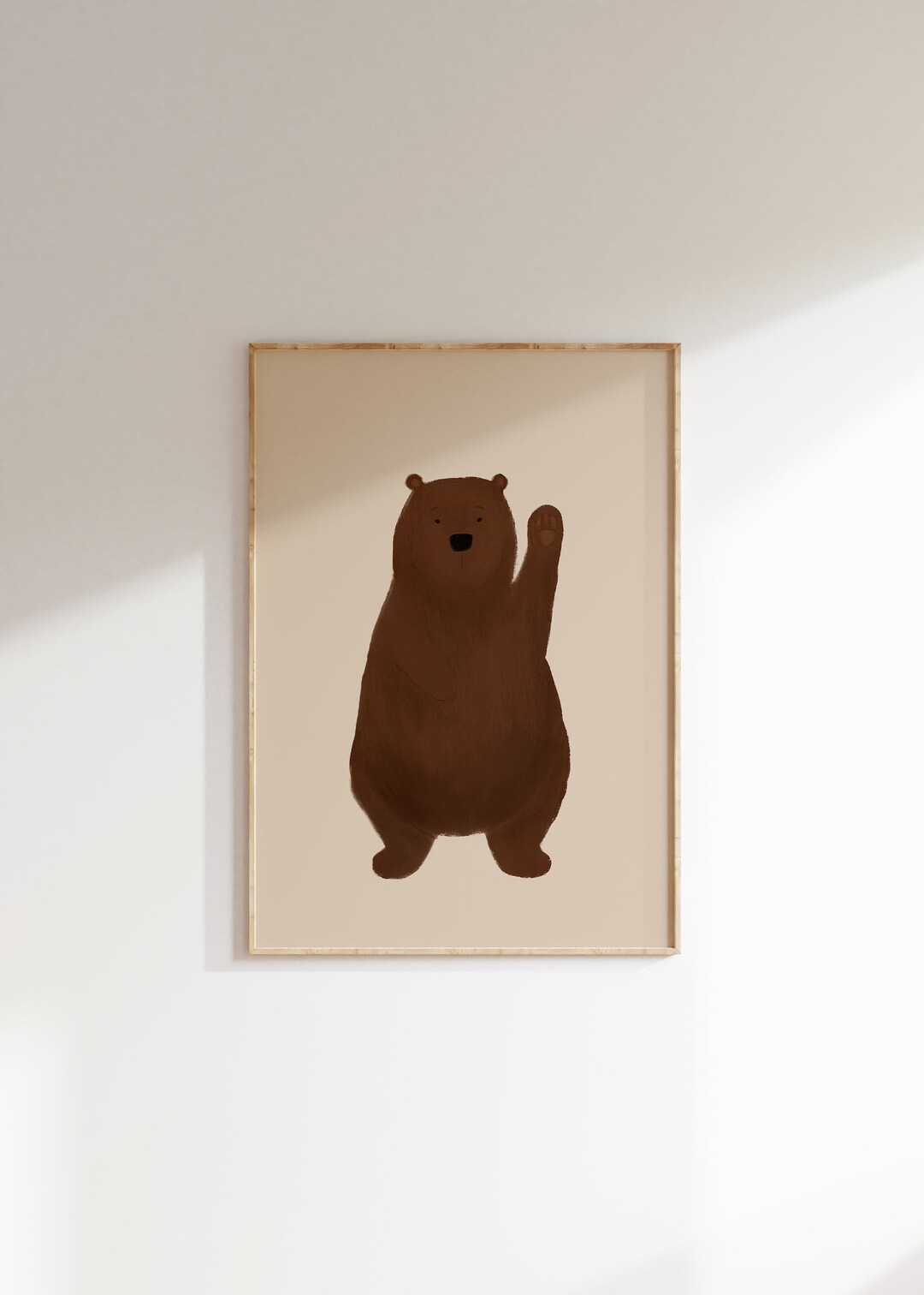 Beige Nursery Bear Wall Art Cute Bear Printable Neutral Bear Poster ...