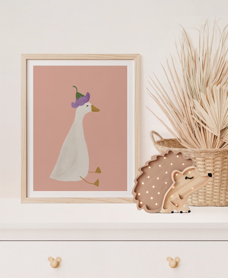 Silly Goose Wall Art, Cute Goose Poster, Girl Nursery Decor, Farm ...