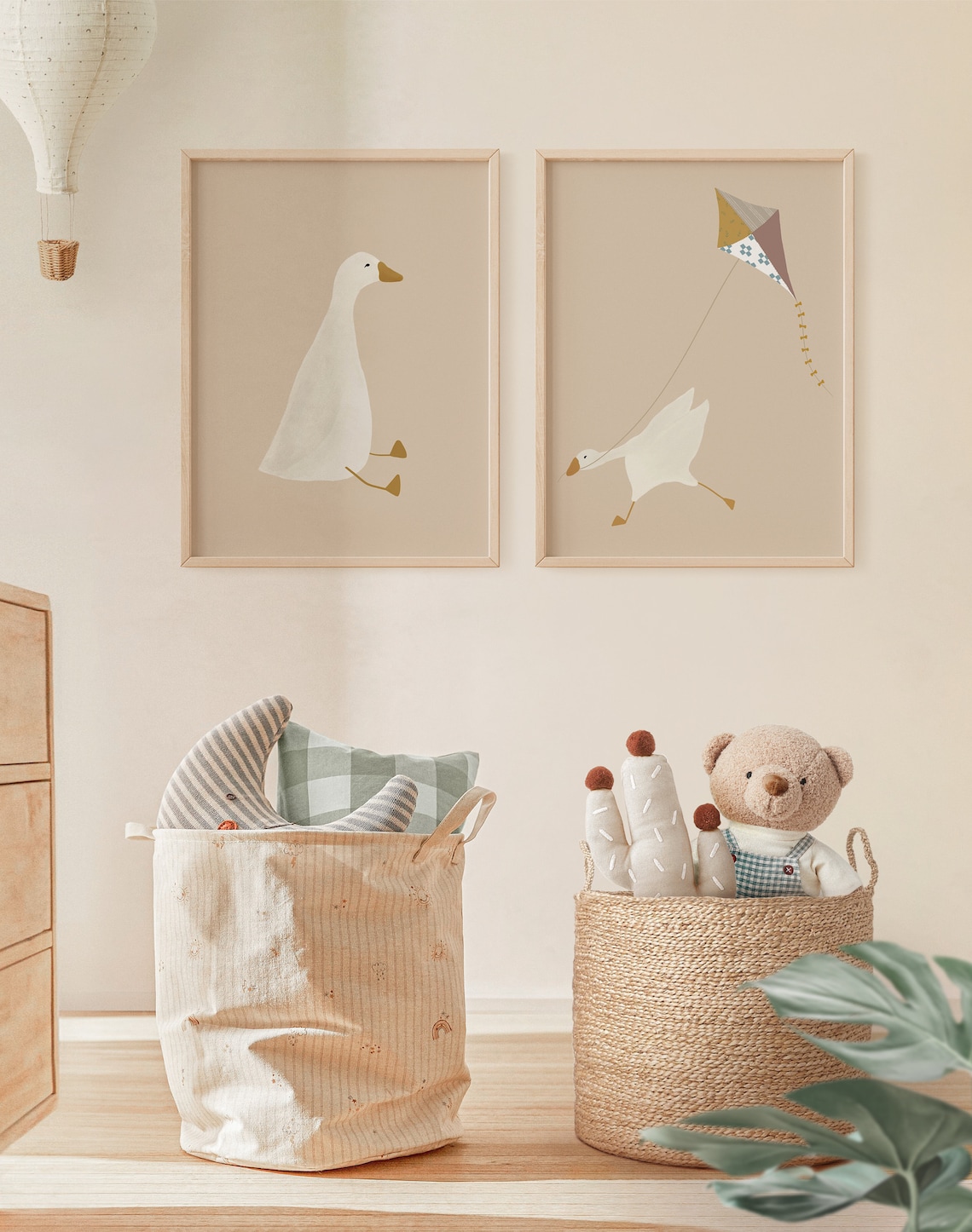 Silly Goose Wall Art Cute Goose Poster Beige Nursery Decor Farm Animal ...