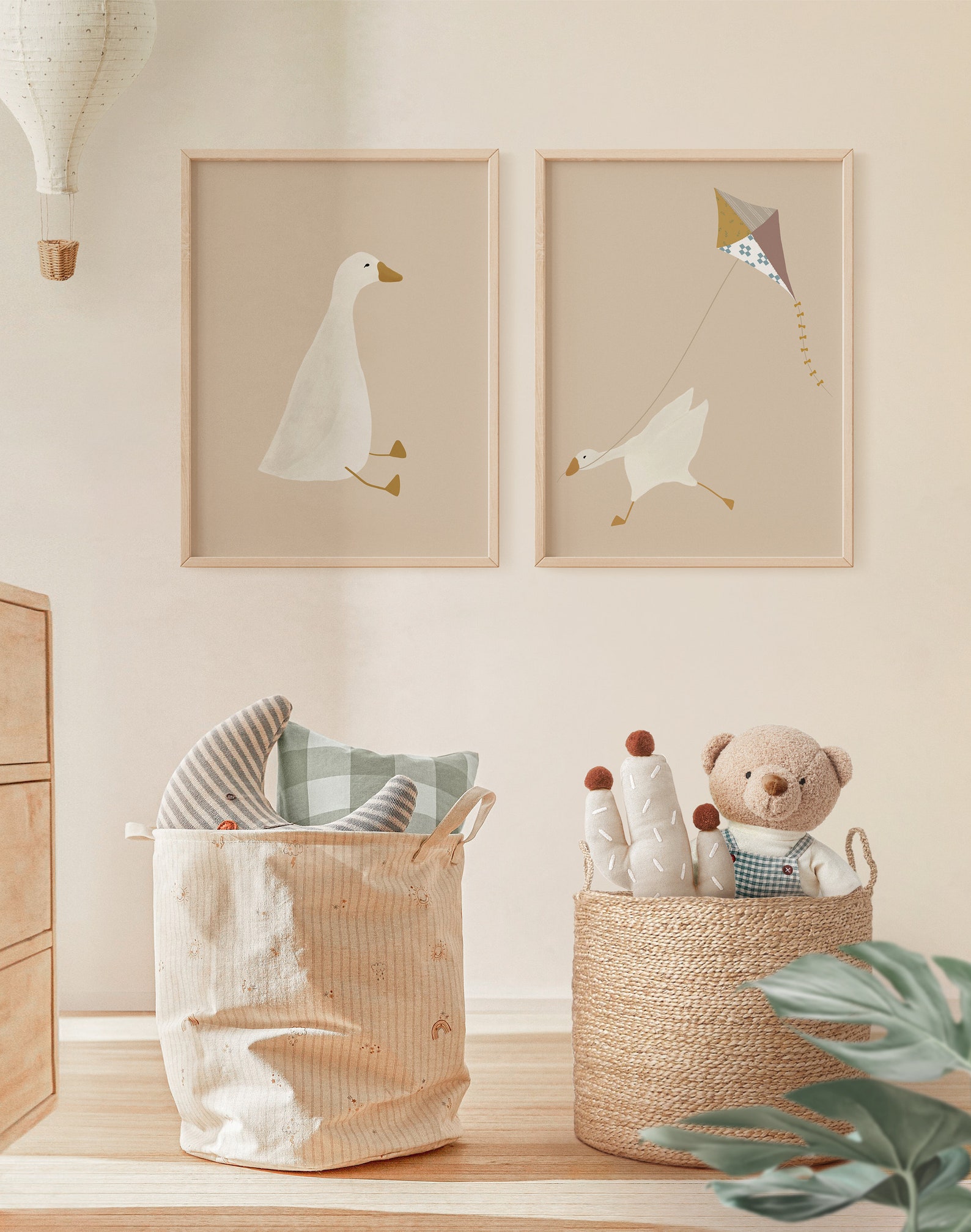 Silly Goose Wall Art Cute Goose Poster Beige Nursery Decor Farm Animal ...