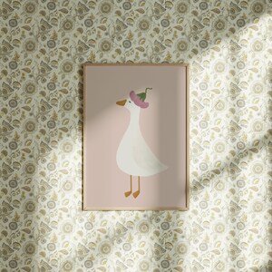 Silly Goose Wall Art Cute Goose Poster Pale Pink Girl Nursery Decor ...