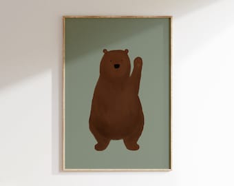 Cute Bear Printable Bear Poster Bear Nursery Decor Woodland Nursery ...