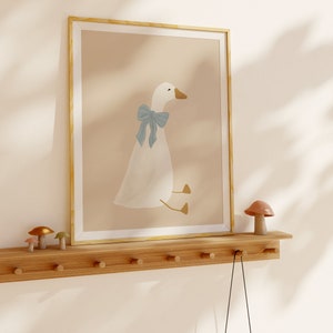 Silly Goose Wall Art Cute Goose Poster Beige Nursery Decor Farm Animal ...