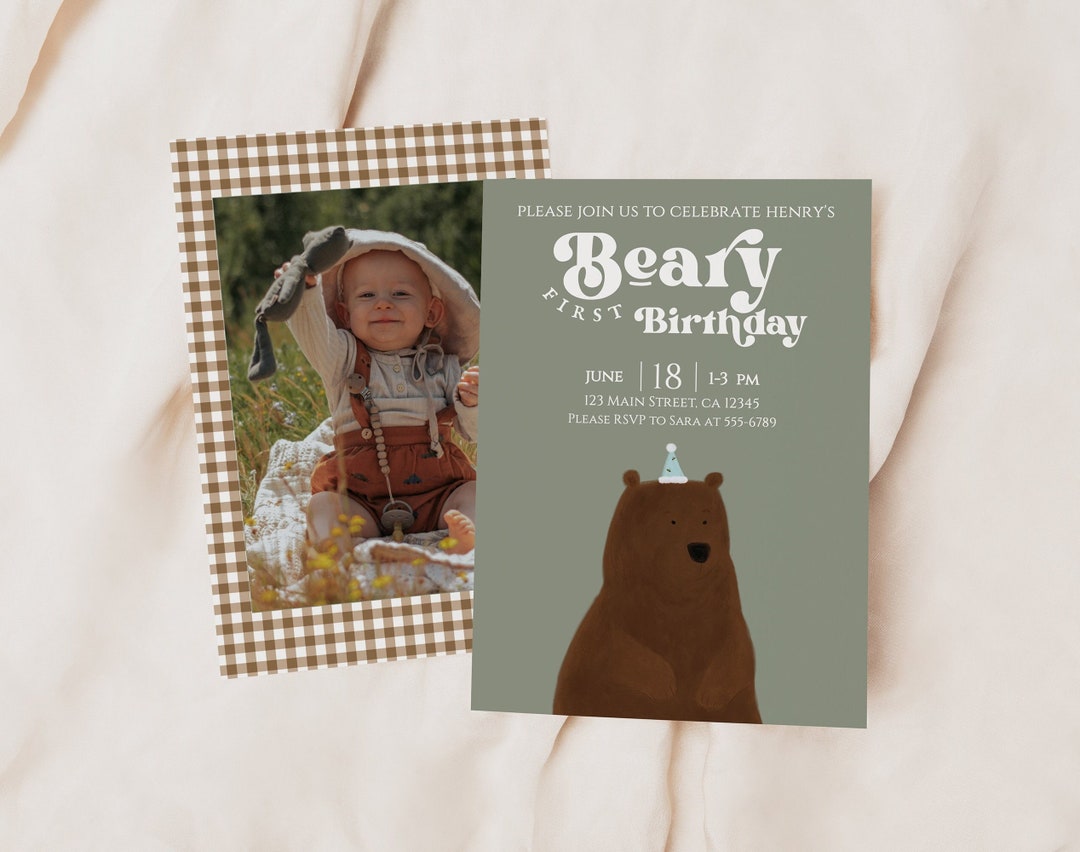 Beary First Birthday Invitation, Bear 1st Birthday Invite, Someone ...