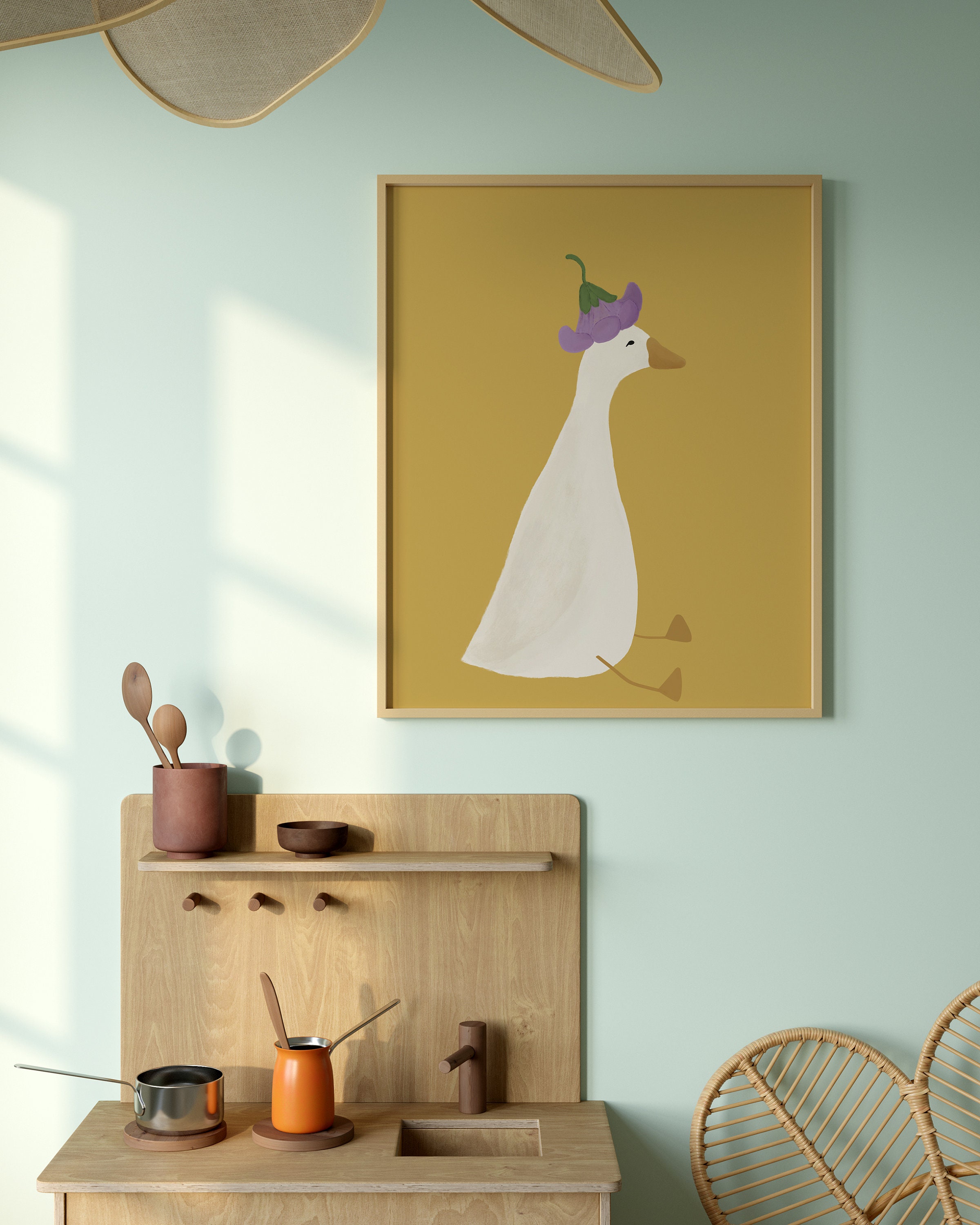 Silly Goose Wall Art Cute Goose Poster Yellow Girl Nursery Decor Goose ...
