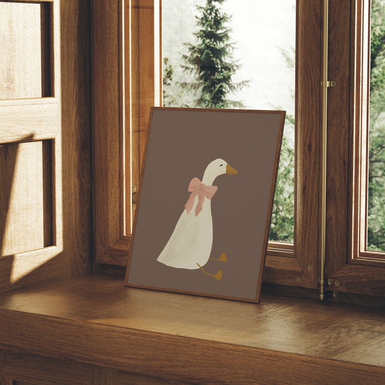 Silly Goose Wall Art Cute Goose Poster Muted Pink Nursery Decor Farm ...