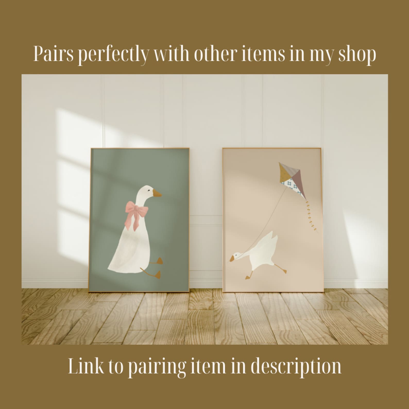 Silly Goose Wall Art Cute Goose Poster Sage Green Nursery Decor Farm ...