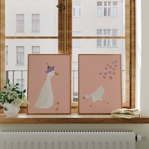 Silly Goose Wall Art, Cute Goose Poster, Pink Girl Nursery Decor, Farm ...