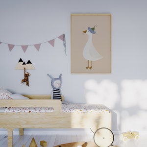 Silly Goose Wall Art Cute Goose Poster Neutral Girl Nursery Decor Goose ...