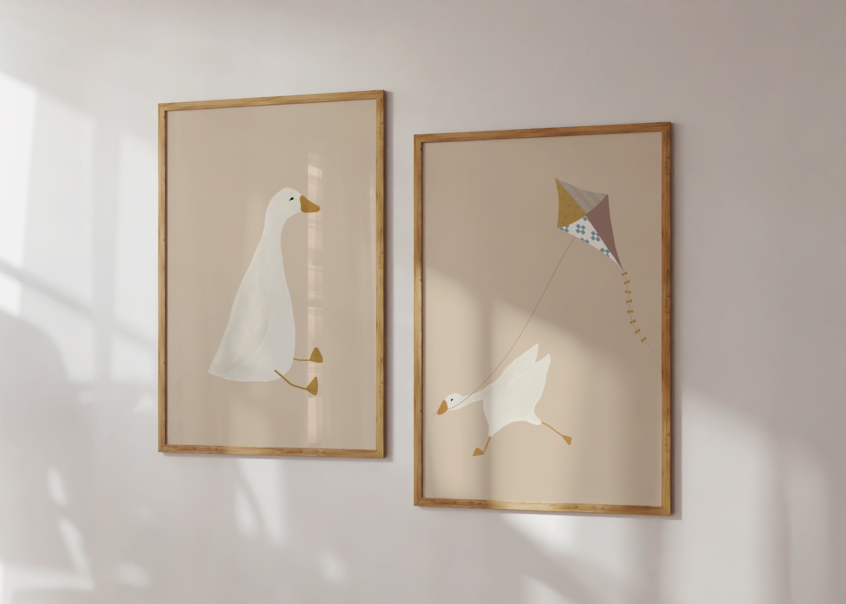 Silly Goose Wall Art Cute Goose Poster Beige Nursery Decor Farm Animal ...