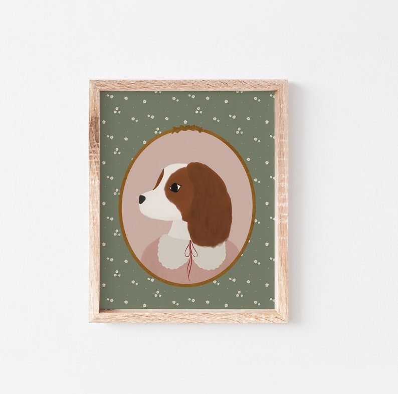 Cavalier King Charles Spaniel Print Vintage Aesthetic Nursery Abstract ...
