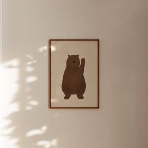 Beige Nursery Bear Wall Art Cute Bear Printable Neutral Bear Poster ...