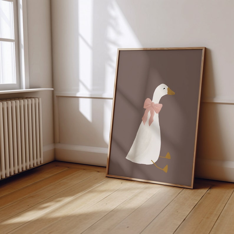 Silly Goose Wall Art Cute Goose Poster Muted Pink Nursery Decor Farm ...