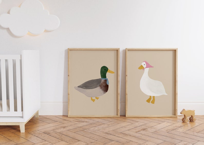 Duck and Goose Wall Art Printable, Girl Room Poster Set of 2 Boy Room ...