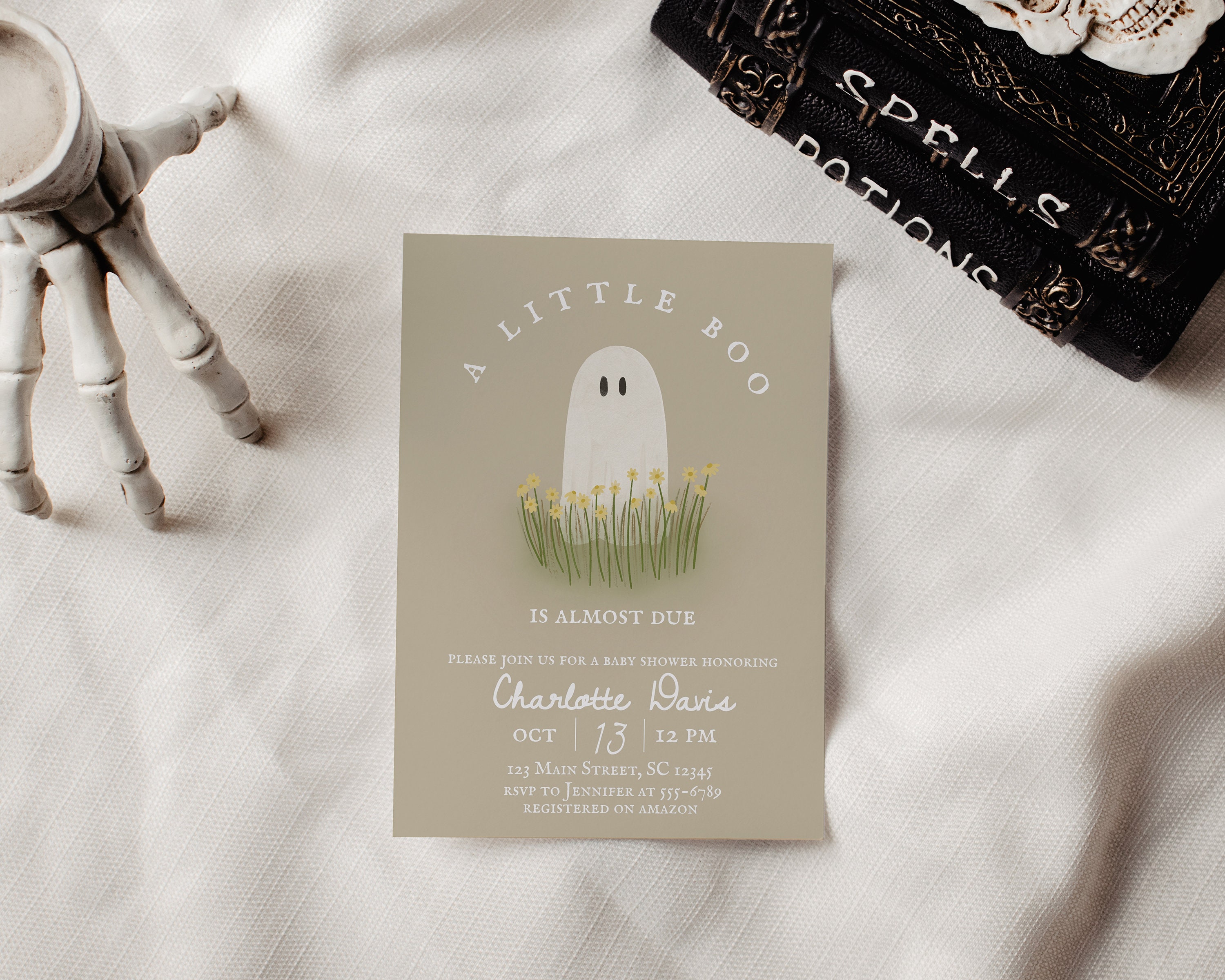 A Little Boo is Almost Due Shower Invitation, Halloween Baby Girl ...