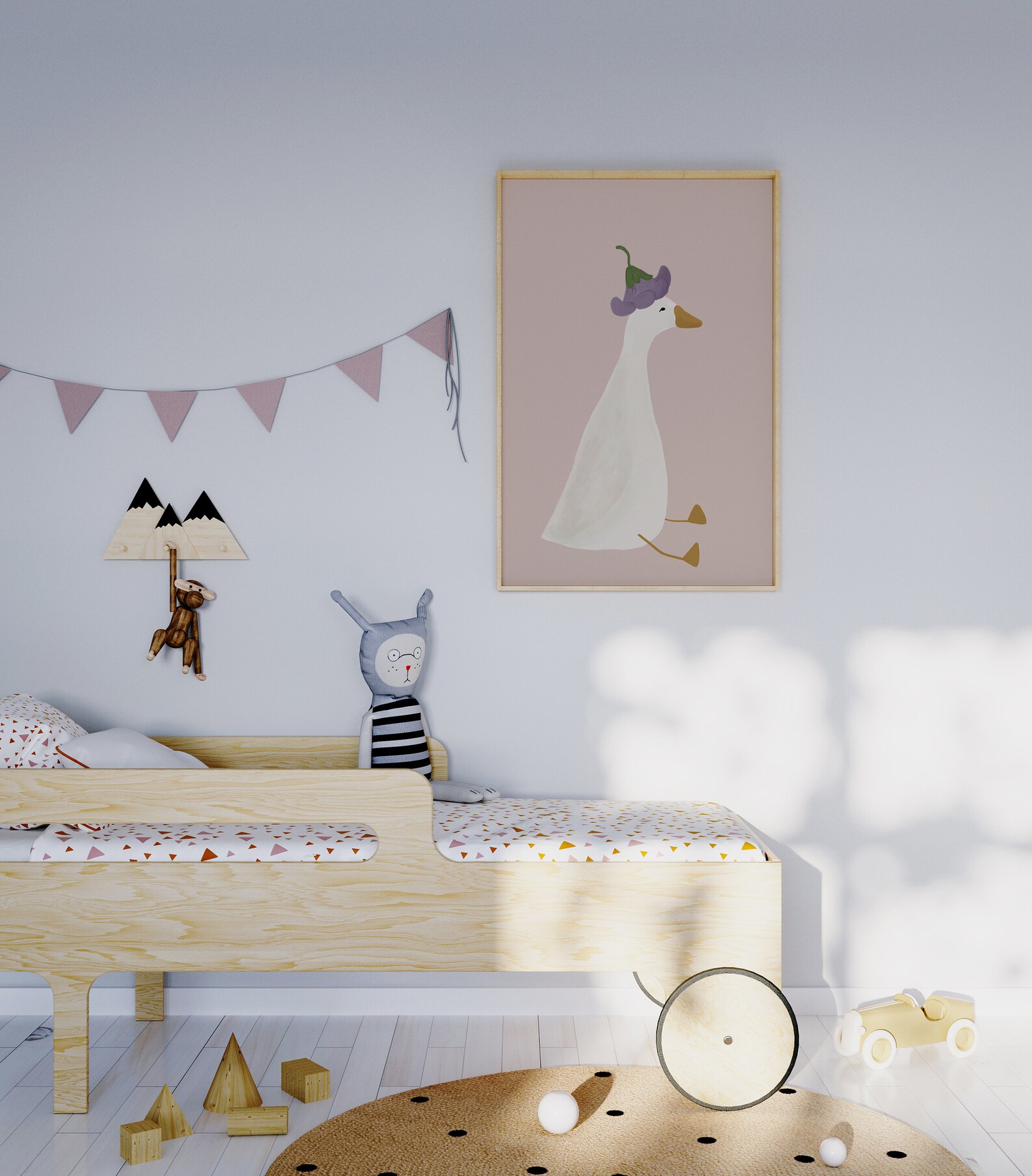 Silly Goose Wall Art Cute Goose Poster Pale Pink Girl Nursery Decor ...