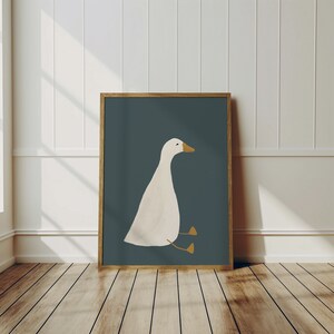 Silly Goose Wall Art, Cute Goose Poster, Dark Blue Boy Nursery Decor ...