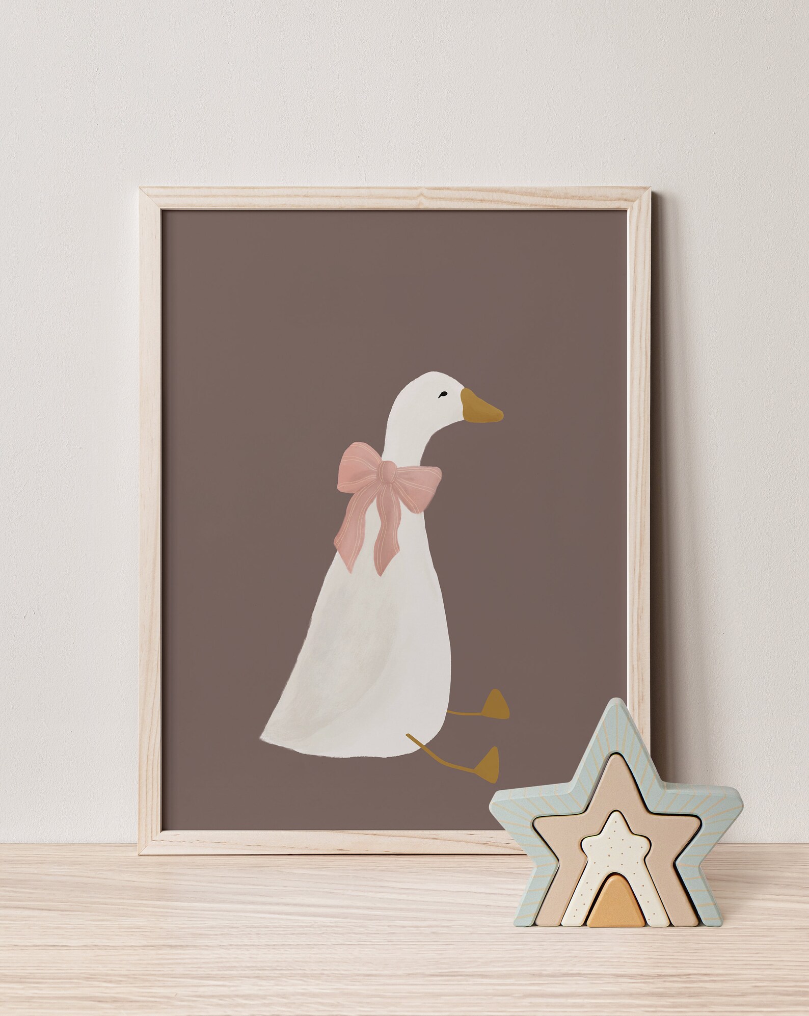 Silly Goose Wall Art Cute Goose Poster Muted Pink Nursery Decor Farm ...