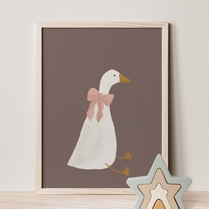 Silly Goose Wall Art Cute Goose Poster Muted Pink Nursery Decor Farm ...