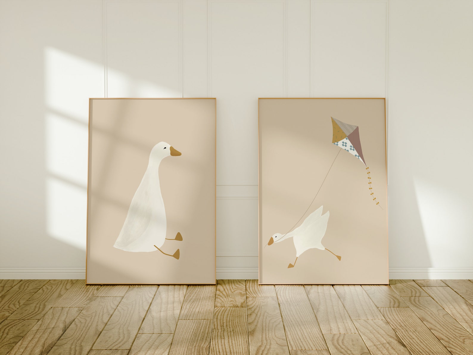 Silly Goose Wall Art Cute Goose Poster Beige Nursery Decor Farm Animal ...