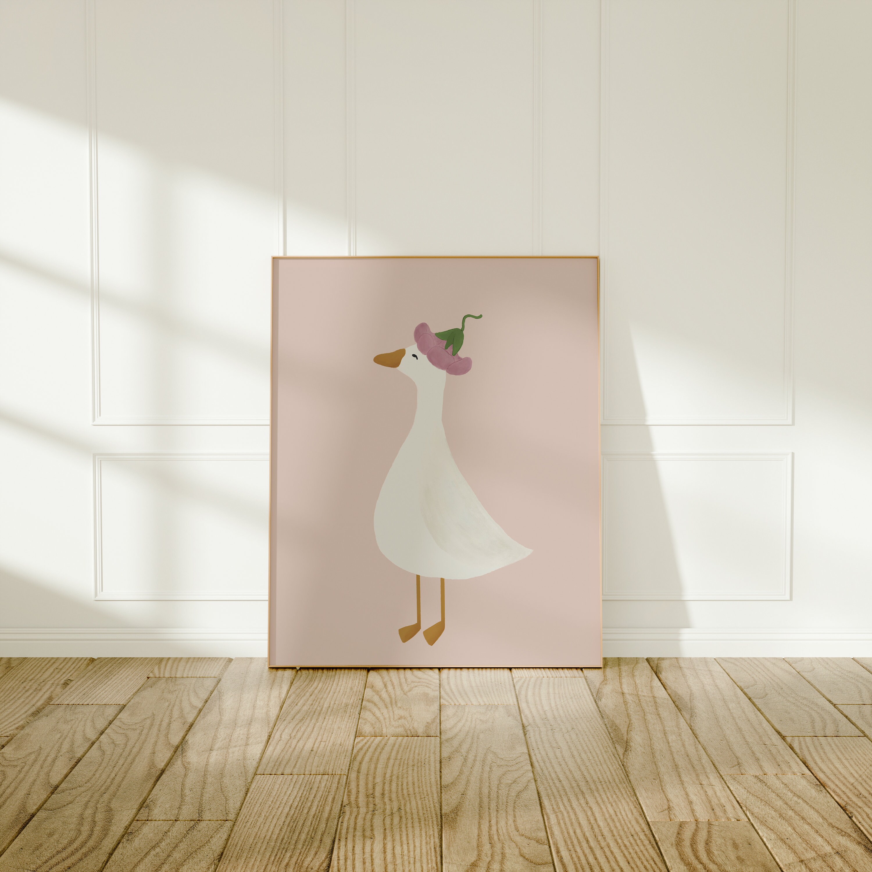 Silly Goose Wall Art Cute Goose Poster Pale Pink Girl Nursery Decor ...