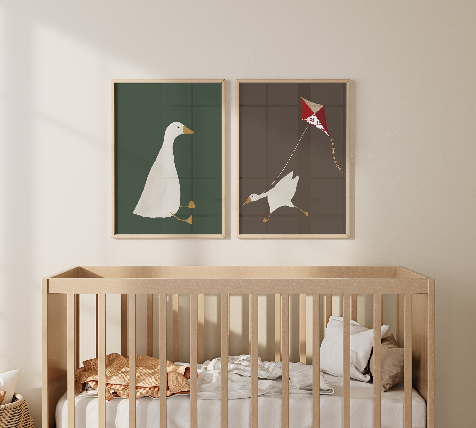 Silly Goose Wall Art, Cute Goose Poster, Dark Green Boy Nursery Decor ...