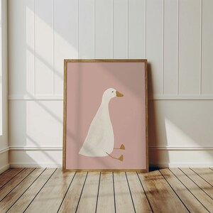 Silly Goose Wall Art, Cute Goose Poster, Light Pink Nursery Decor, Farm ...