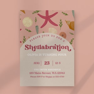 Shellabration Birthday Invitation Template, Seashell Invite, Mermaid ...