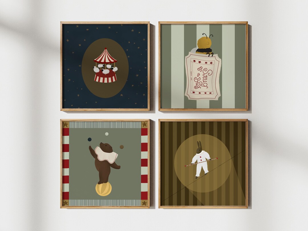 Printable Circus Fun Nursery Art Set of 4 Carnival Prints Circus ...