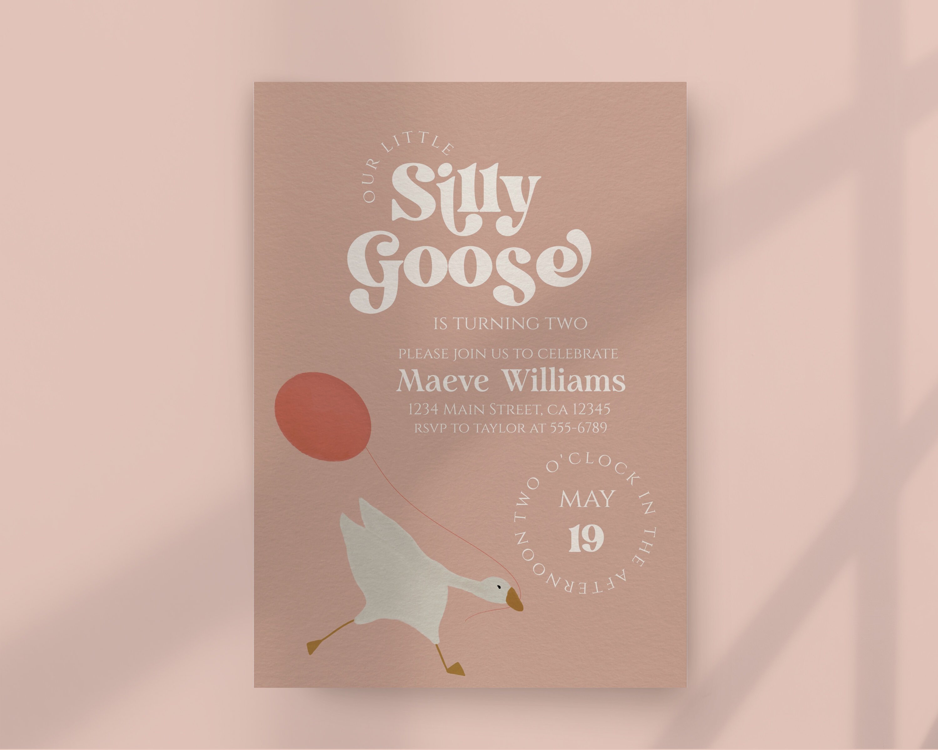Silly Goose Birthday Invitation, Girl Goose Birthday Invite, Mother ...