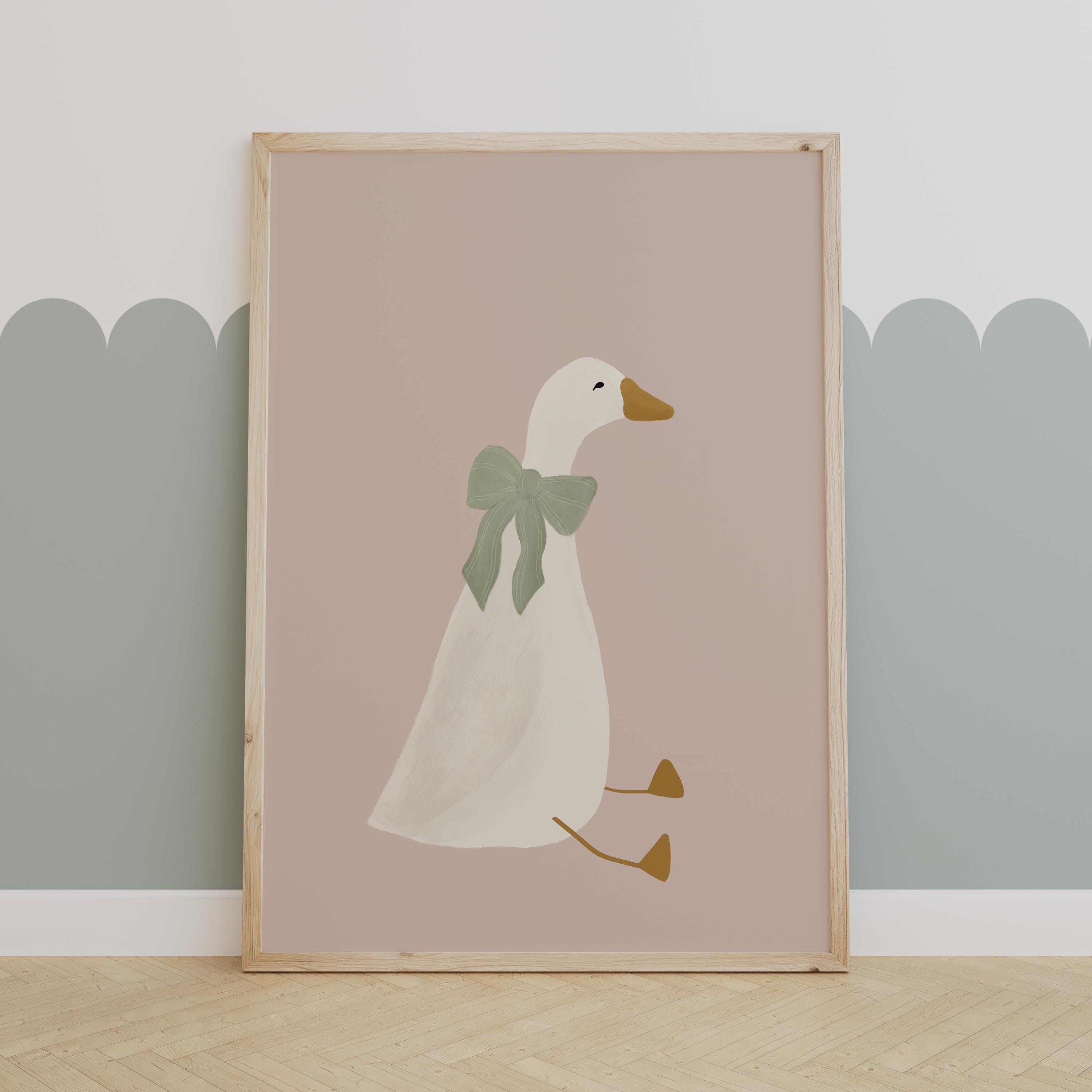 Silly Goose Wall Art Cute Goose Poster Sage Green Nursery Decor Farm ...