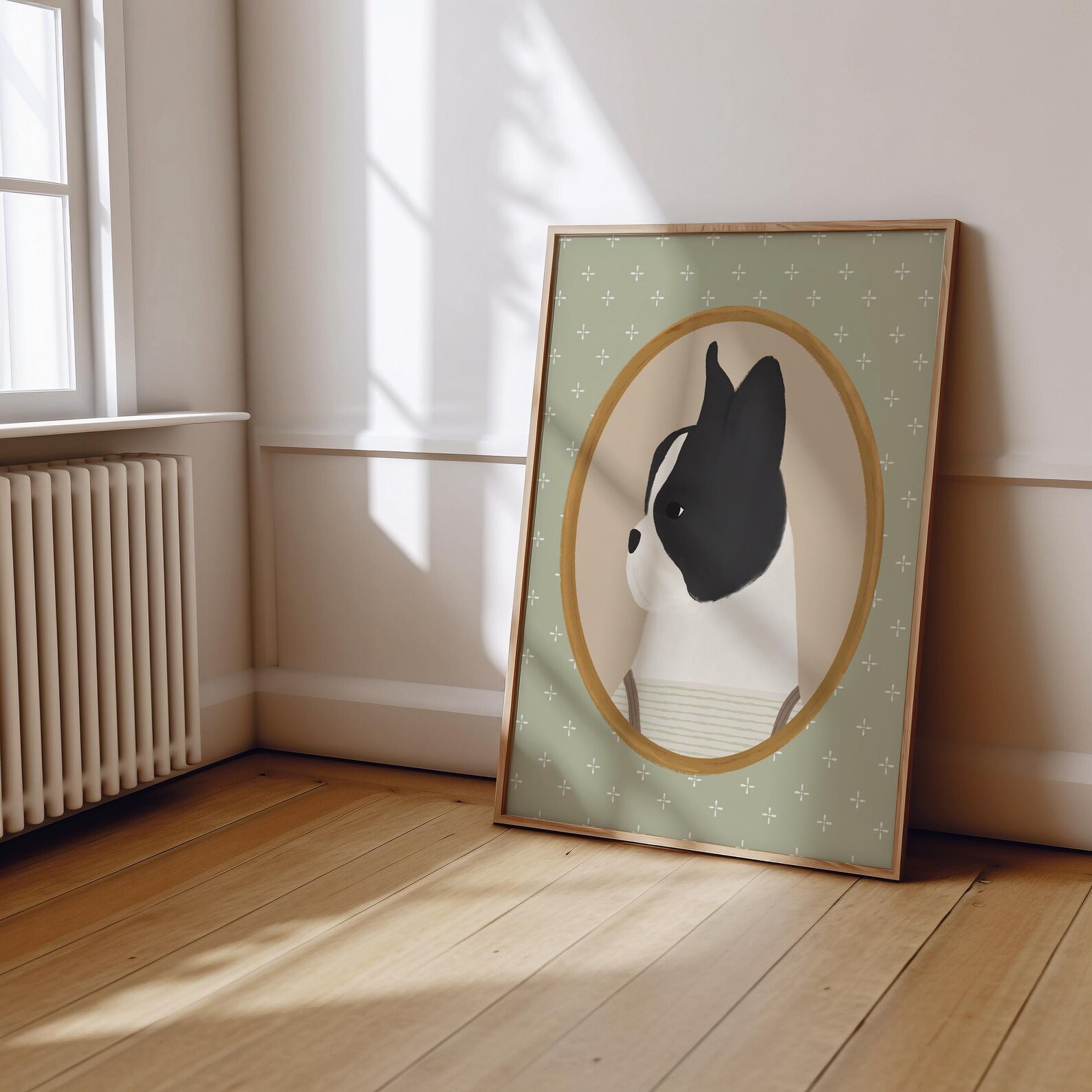 French Bulldog Art Vintage Aesthetic Light Green Room Decor Boys Room ...