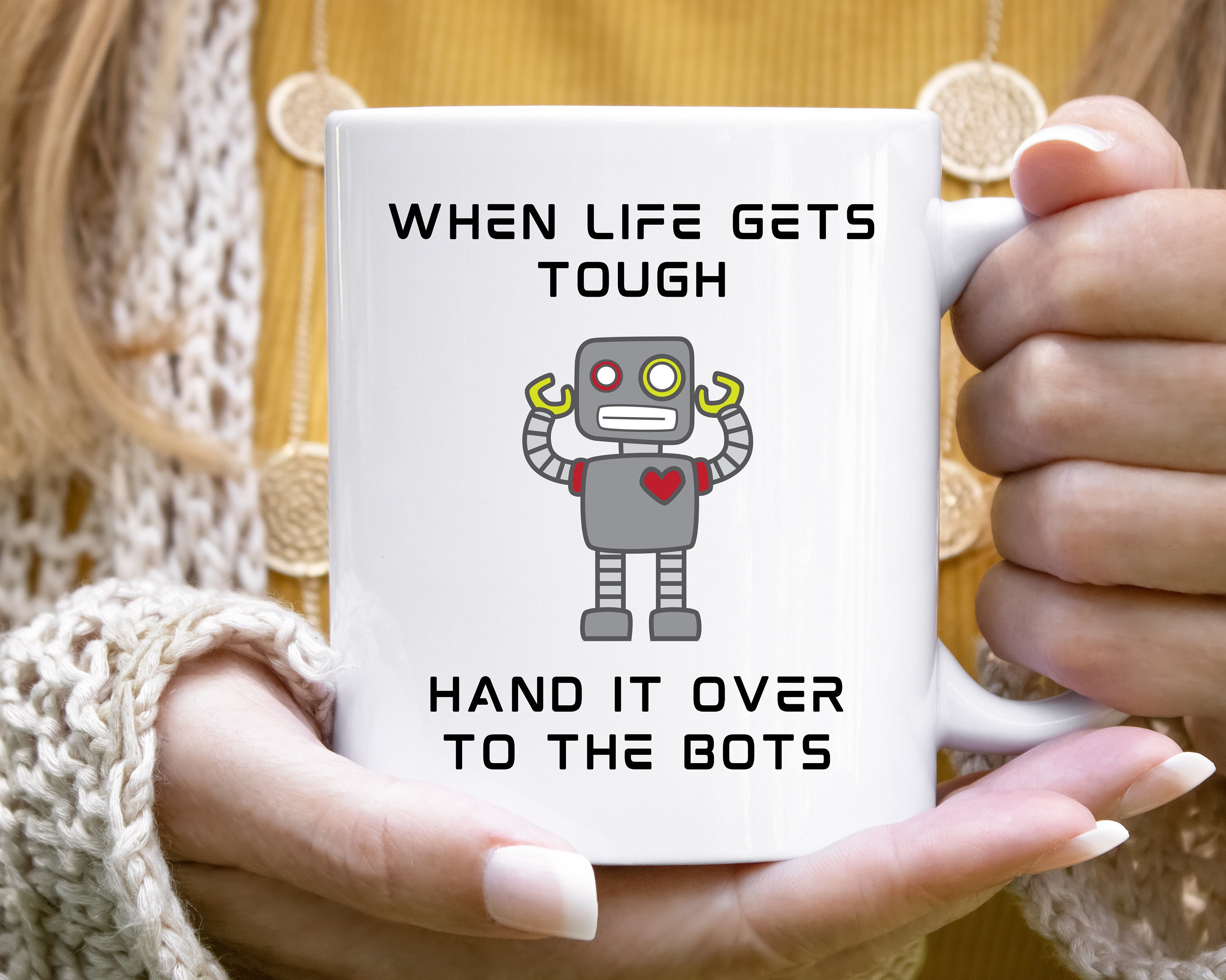 Unique Gift for Tech Enthusiasts, Robot Mug, AI Bots Jokes, A.I ...